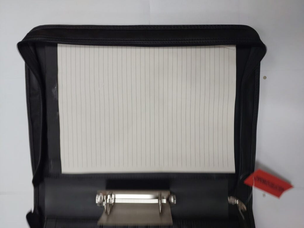 A4 Leatherette drop handle folder with badge – Saleys Travel Goods